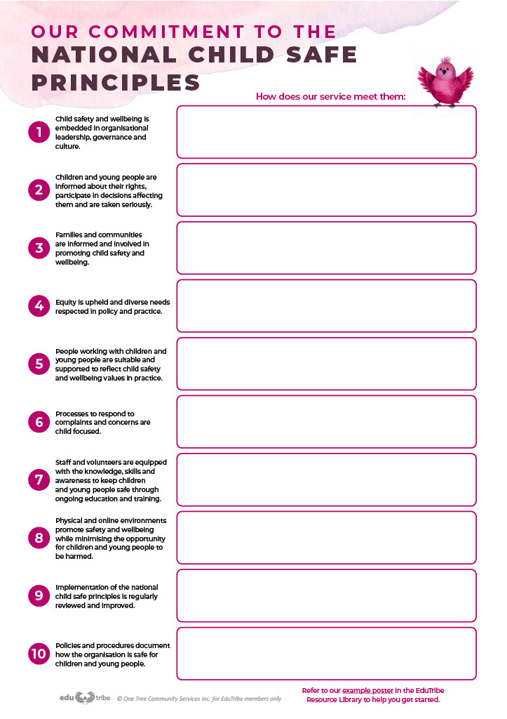 Child Safe Principles Poster | EduTribe for early childhood educators